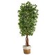 7.5' Artificial Deluxe Ficus Tree with Handmade Jute & Cotton Basket ...
