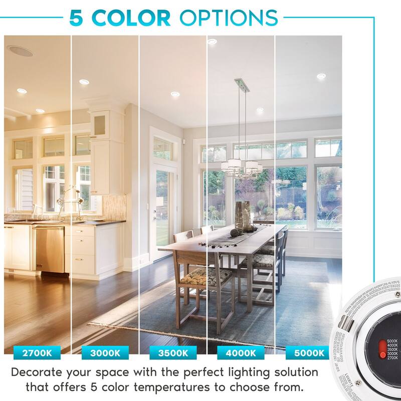 Luxrite 4" Gimbal LED Recessed Light, 8W=60W, 5 Color Selectable ...