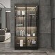 Modern Display Cabinet with Pop-up Glass Doors and Wine Rack Lighted ...