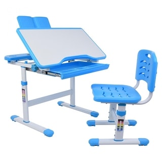 Height Adjustable Study Desk And Chair Set Pull Out Drawer With Tilted ...