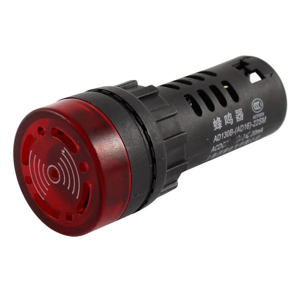 AC DC 220V 20mA 22mm Red LED Buzzer Alarm Accident Signal Pilot Lamp ...
