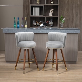 Counter Height Bar Stools Set of 2 for Kitchen Counter Solid Wood Legs ...