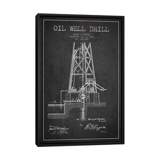 iCanvas "Oil Well Drill Charcoal Patent Blueprint" by Aged Pixel Framed ...