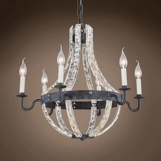 Wine Barrel 6 Light 24" Ivory And Steel Chandelier & Led - 22.00 - Bed ...
