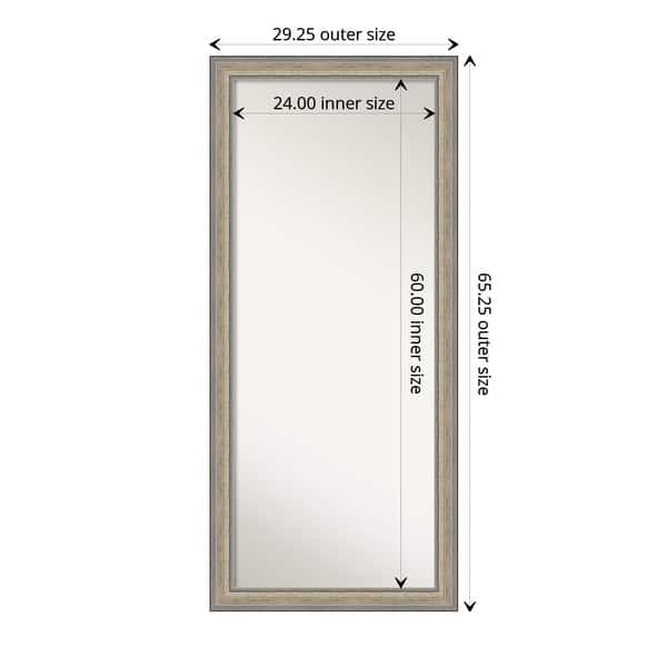 Fleur Champagne Silver Non-Beveled Wood Framed Full-Length Floor Leaner ...