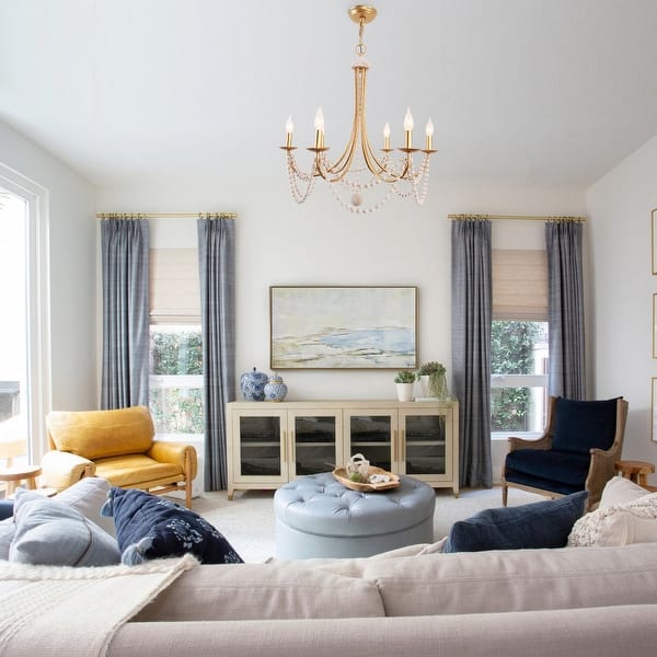 Oaks Aura Mid-Century 6-Light Wood Ceiling Light, Swing Arms French ...