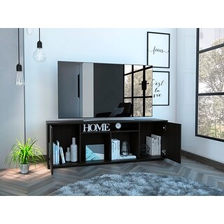 Entertainment Center TV Console Particle Board with Shelf for 65" TV ...