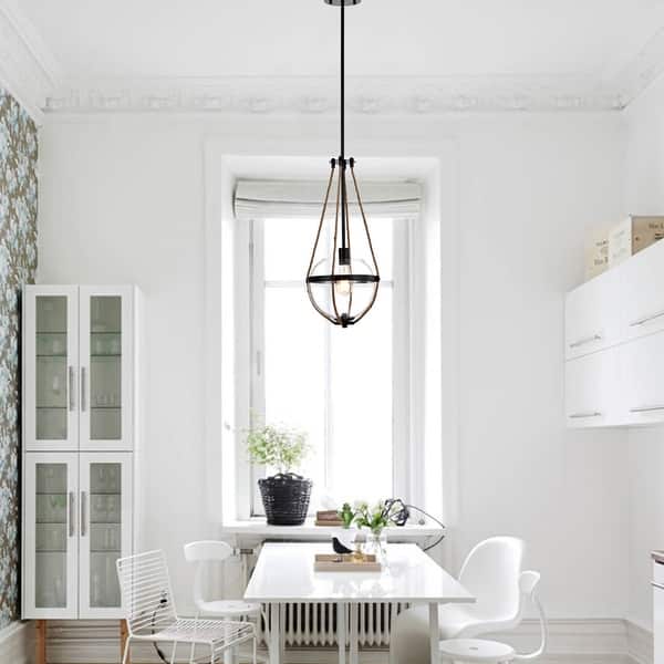 Medeia 11 Inch Matte Black Bohemian Glass Shade Pendant Ceiling Lighted ...