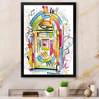 Designart "Music Colorful Jukebox Abstract Design" Modern Framed Wall ...