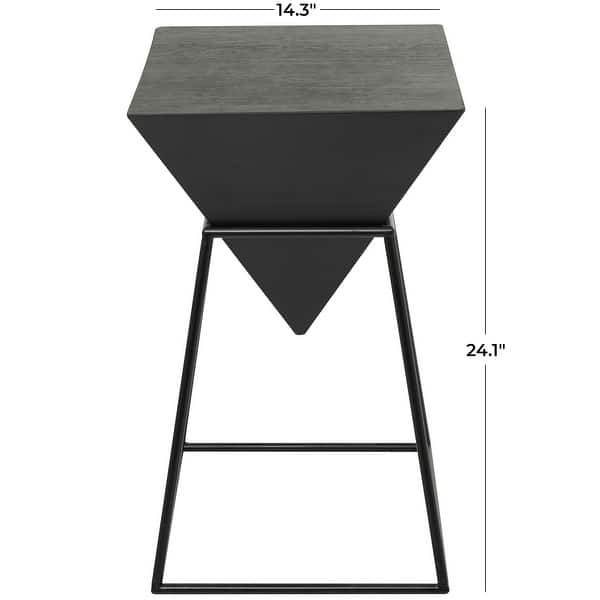 Minimalist Wood Inverted Pyramid Geometric Accent Table with Metal ...