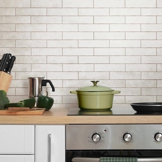 Merola Tile Crackle Cream 2-7/8" x 11-7/8" Ceramic Wall Tile - Bed Bath ...