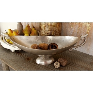 Silver Aluminum Metal Decorative Decorative Bowl with Handles - Bed ...