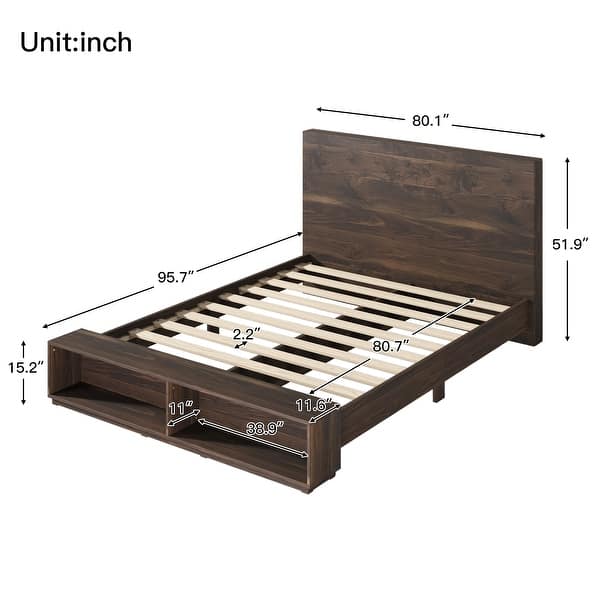 Classic Wood Platform Bed with Storage Bench in Walnut - Bed Bath ...