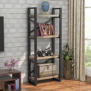 4-Shelf Rustic Solid Wood Corner Bookcase, A Great Solution for Storge ...