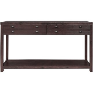 Emilia Retro Style Console Table with Drawers in Espresso - 57.90" x 14 ...