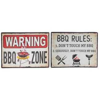 Embossed Metal Wall Sign (Bbq Rules/Bbq Zone) (Asstd) - Set of 2 - Bed ...