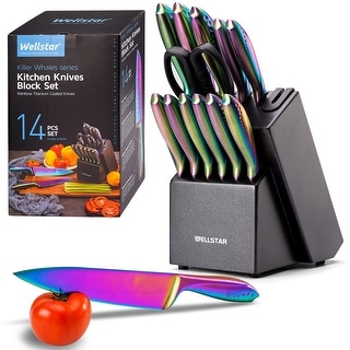 Rainbow Knife Set 14 Pieces, Iridescent German Stainless Steel Kitchen ...