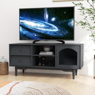 47.24"W Living Room Grey color Tv cabinet with Drawers and open shelf ...