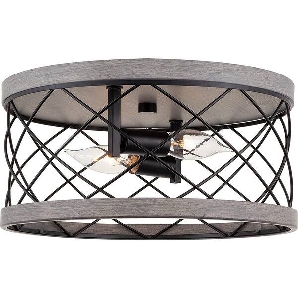 2 light rust flush mount ceiling light industrial wire cage ceiling ...