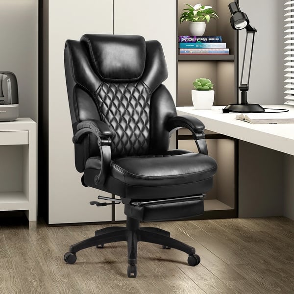 High Back Big & Tall 400lb Office Chair with Footrest Bonded Leather ...
