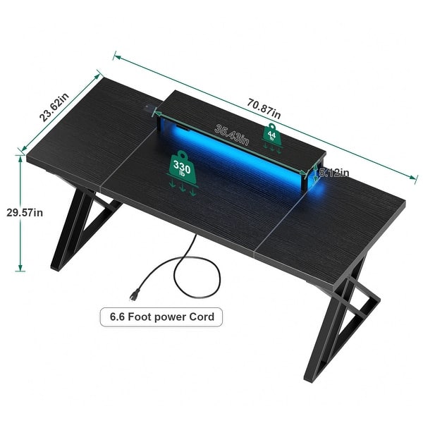 X Frame Computer Gaming Desk Ergonomic Monitor Stand 2 AC 2 USB Ports ...