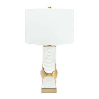 Drape Ceramic and Metal Table Lamp with Linen Lamp Shade - Bed Bath ...
