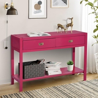 Modern Wood Console Table with 2 Drawers in Pink - 54 x 84 - Bed Bath ...