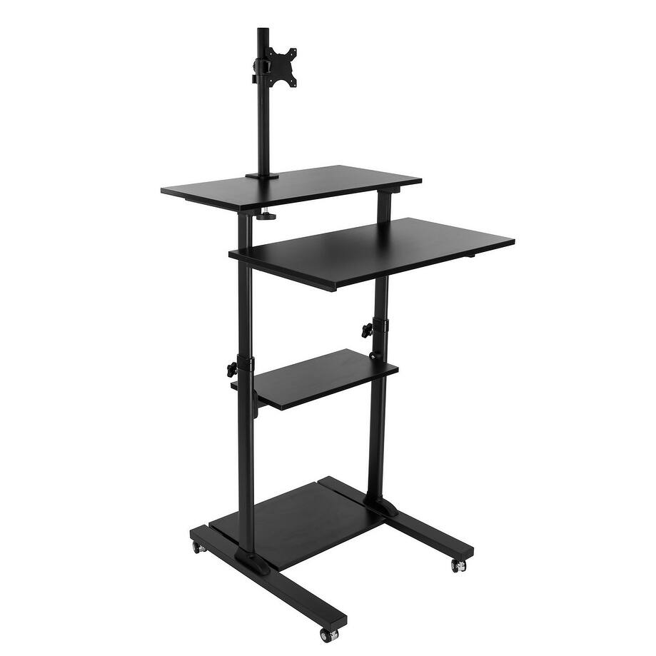 Mount-It! Mobile Standing Height Desk | Portable Podium and Rolling ...