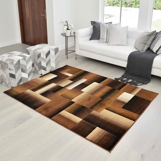 HR Chocolate Brown Beige Mocha Black Abstract Rug Modern Contemporary ...