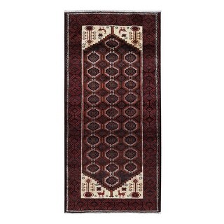 Shahbanu Rugs Maroon Red Vintage Persian Baluch with Peacock Design ...