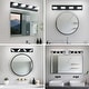 29 in. W Modern 4-Light White LED Vanity Light with White Round Shade ...