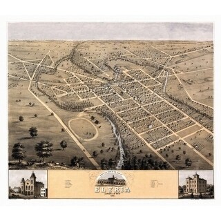 Vintage Map Of Elyria Ohio 1868 Lorain County Poster Print (24 X 36 ...