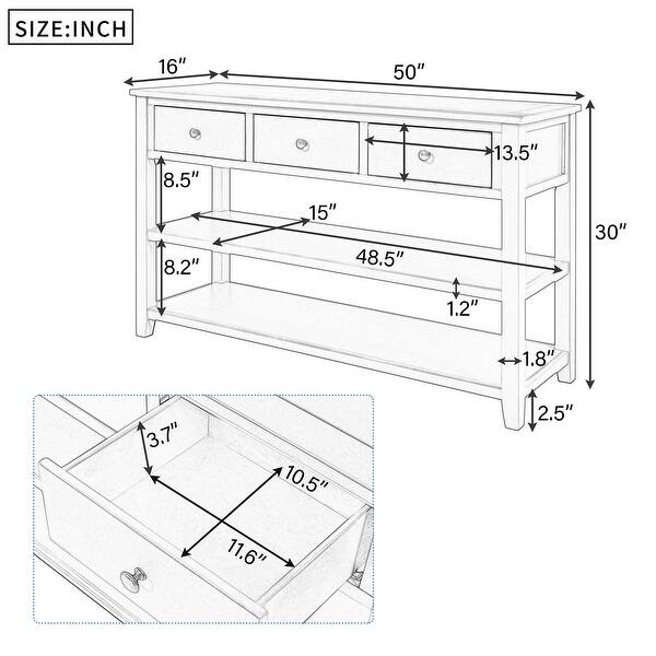 Retro Look Solid Wood Frame Tabletop Simple Clean Lines Console Table ...