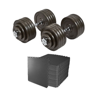 Everyday Essentials 200 Pound Adjustable Weight Dumbbell Set and ...