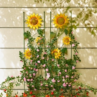 Glitzhome 48"H Metal Sunflowers Garden Trellis Plant Climbing Stakes ...