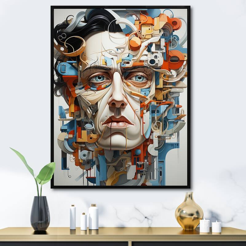 Designart "Surrealism Metamorphic Portrait II" Surrealism Framed Wall ...