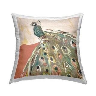 Stupell Modern Peacock Feathers Printed Outdoor Throw Pillow Design by ...
