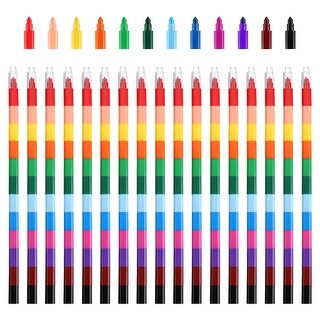 Stacking Crayons, 18 Pack 12 Colors Stackable Buildable Square Drawing ...
