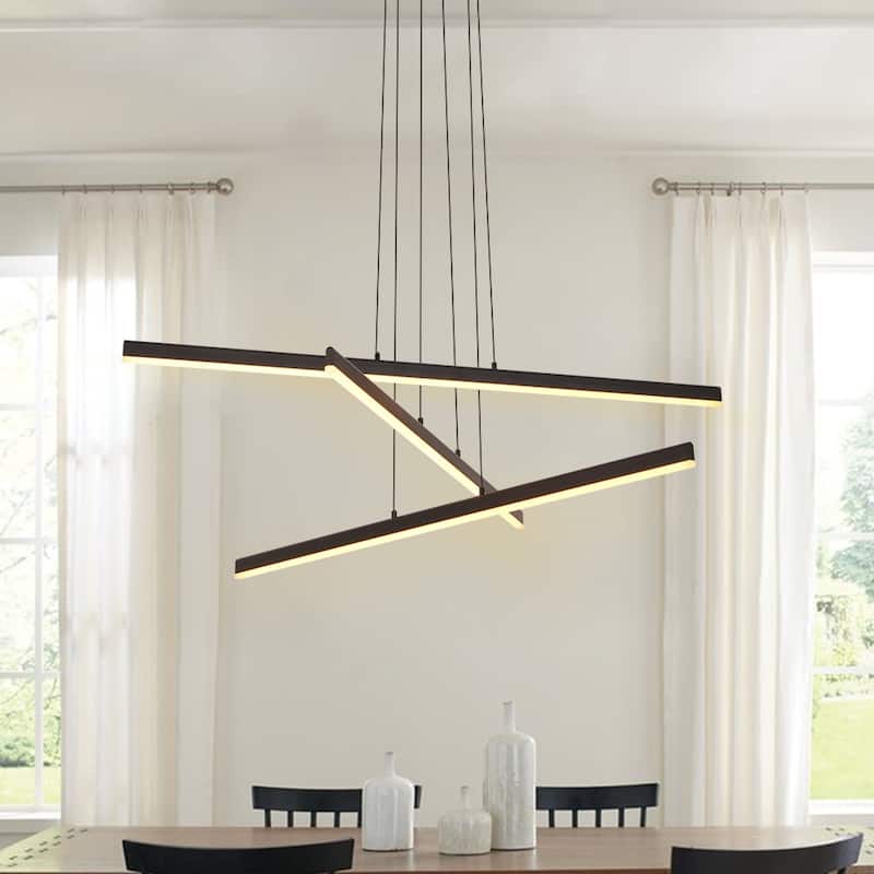 Modern Acrylic Minimalist Adjustable Dimmable LED Linear Pendant Light ...