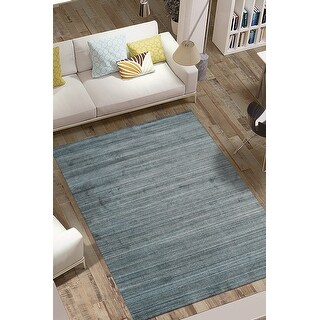 Handloom Wool Green Contemporary Transitional Super Grass Rug - Modern ...