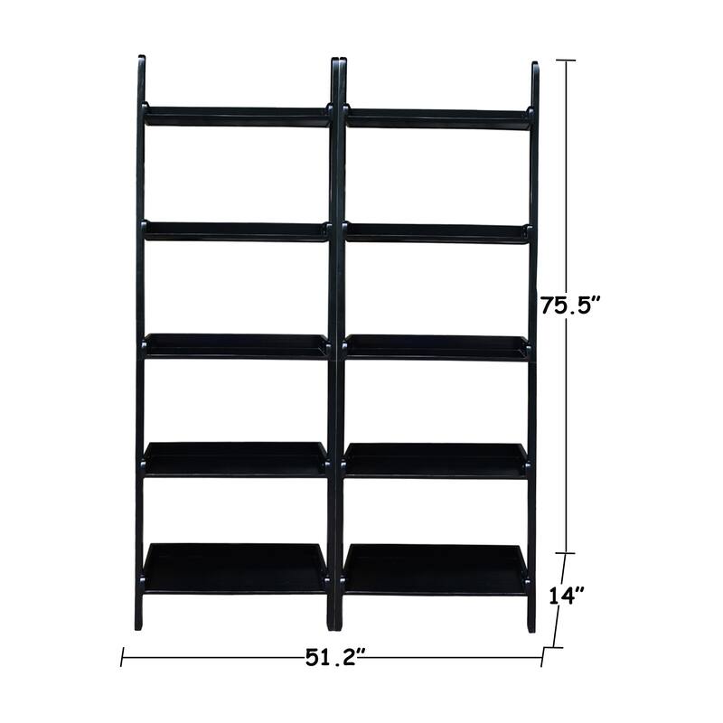 Solid Wood Lean-to 5-tier Shelf Unit Set (Set of 2) - Overstock - 8506870