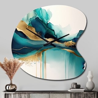 Teal And Gold Abstract Expression II - Abstract Liquid Ink Large Wall ...