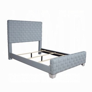 Reah King Size Bed, Light Teal Blue Chenille, Gray Panel Headboard ...
