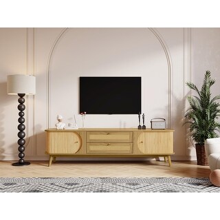 MDF TV Stand Fits TVs up to 75'' in Natural Wood - Bed Bath & Beyond ...