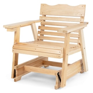 Costway Patio Outdoor Wood Slat Rocking Chair Porch Rocker Curved Seat ...