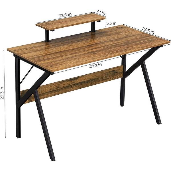 Modern 47-inch Home Office Laptop Computer Desk with Moveable Top Shelf ...