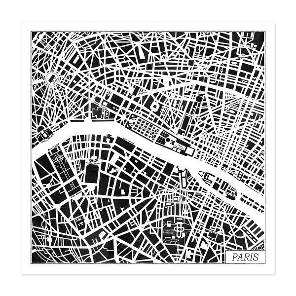 Paris Map Black Maps Black White City Transportation Art Print/Poster ...