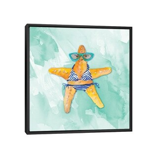 iCanvas "Blue Bikini Starfish on Watercolor" by Lanie Loreth Framed ...