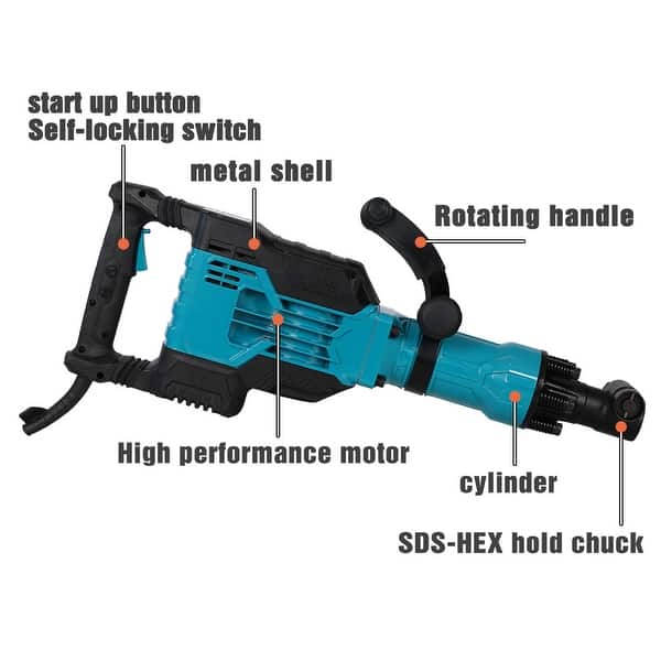 1700W 1900 BPM Electric Demolition Jack Hammer 1-1/8 Inch SDS-Hex - Bed ...