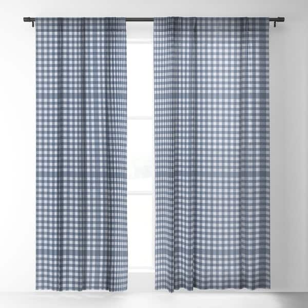 1-piece Sheer Gingham Pattern Classic Blue Made-to-Order Curtain Panel ...